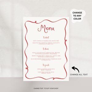 Christmas Menu Template Printable, Hand Drawn Line Art Christmas Food ...
