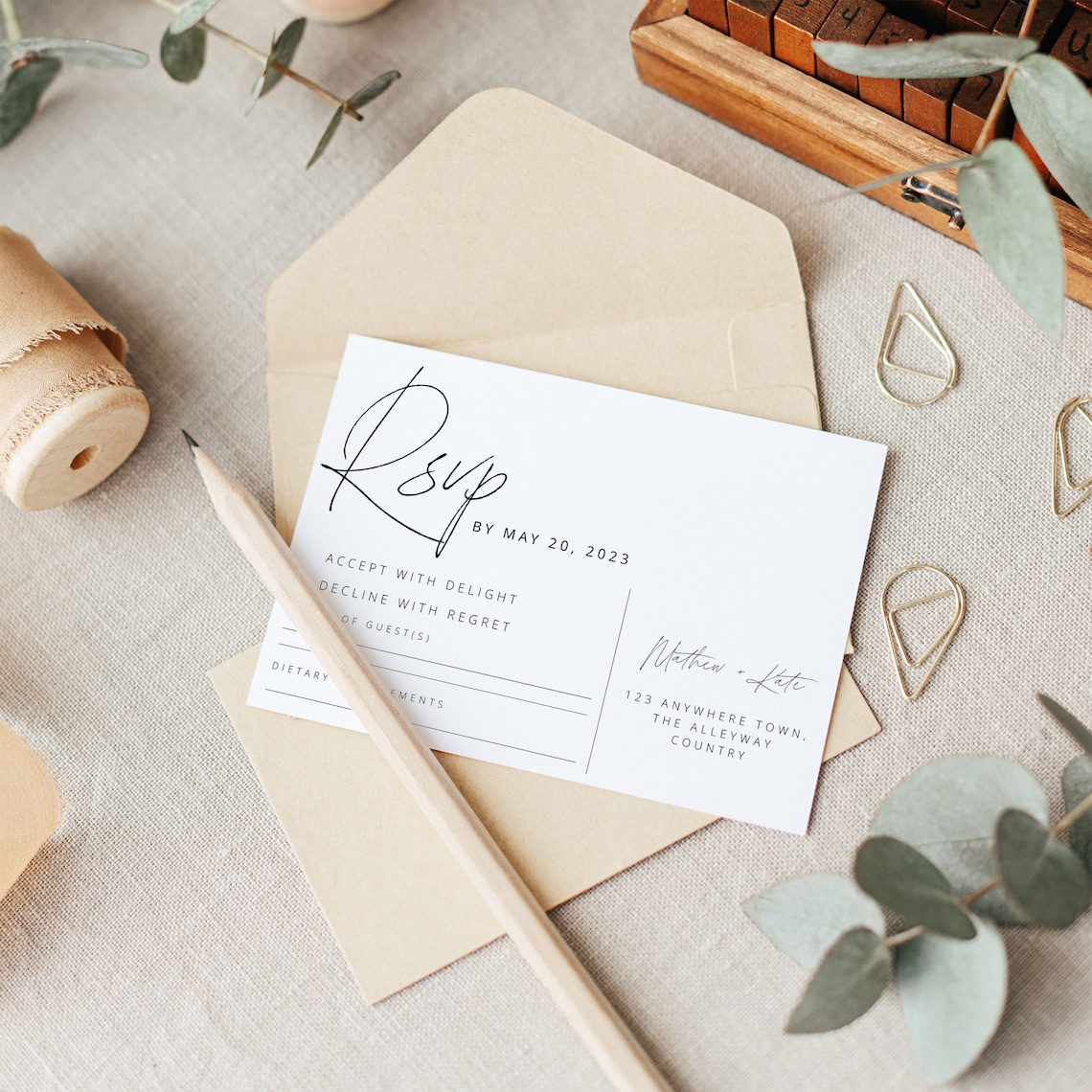 Wedding RSVP Card Template, RSVP Card Template, Simple Wedding Response ...