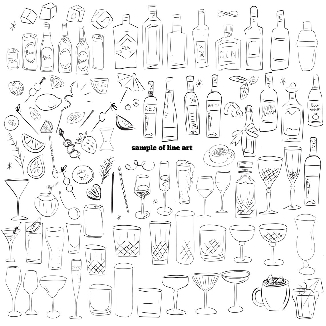 Beige Bow Drink Bar Menu Template Printable, Hand Drawn Line Art ...