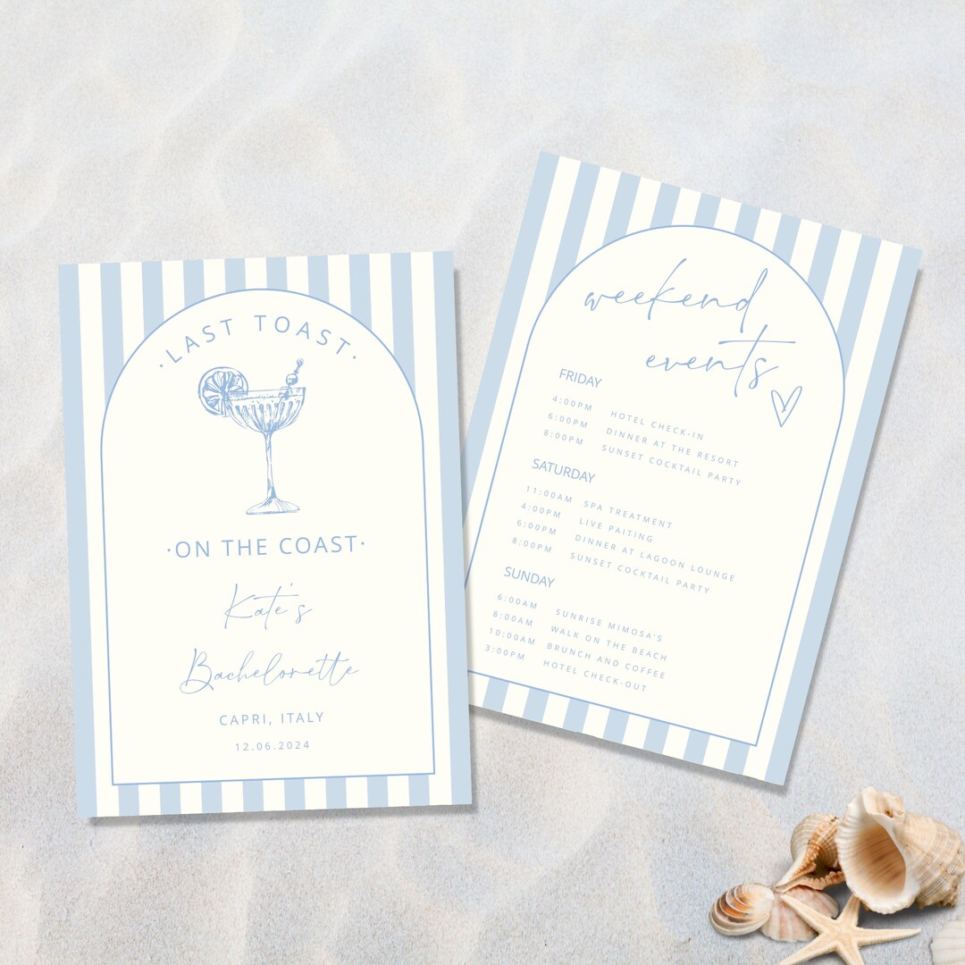 Coastal Last Toast on the Coast, 30A Bachelorette Invitation and ...