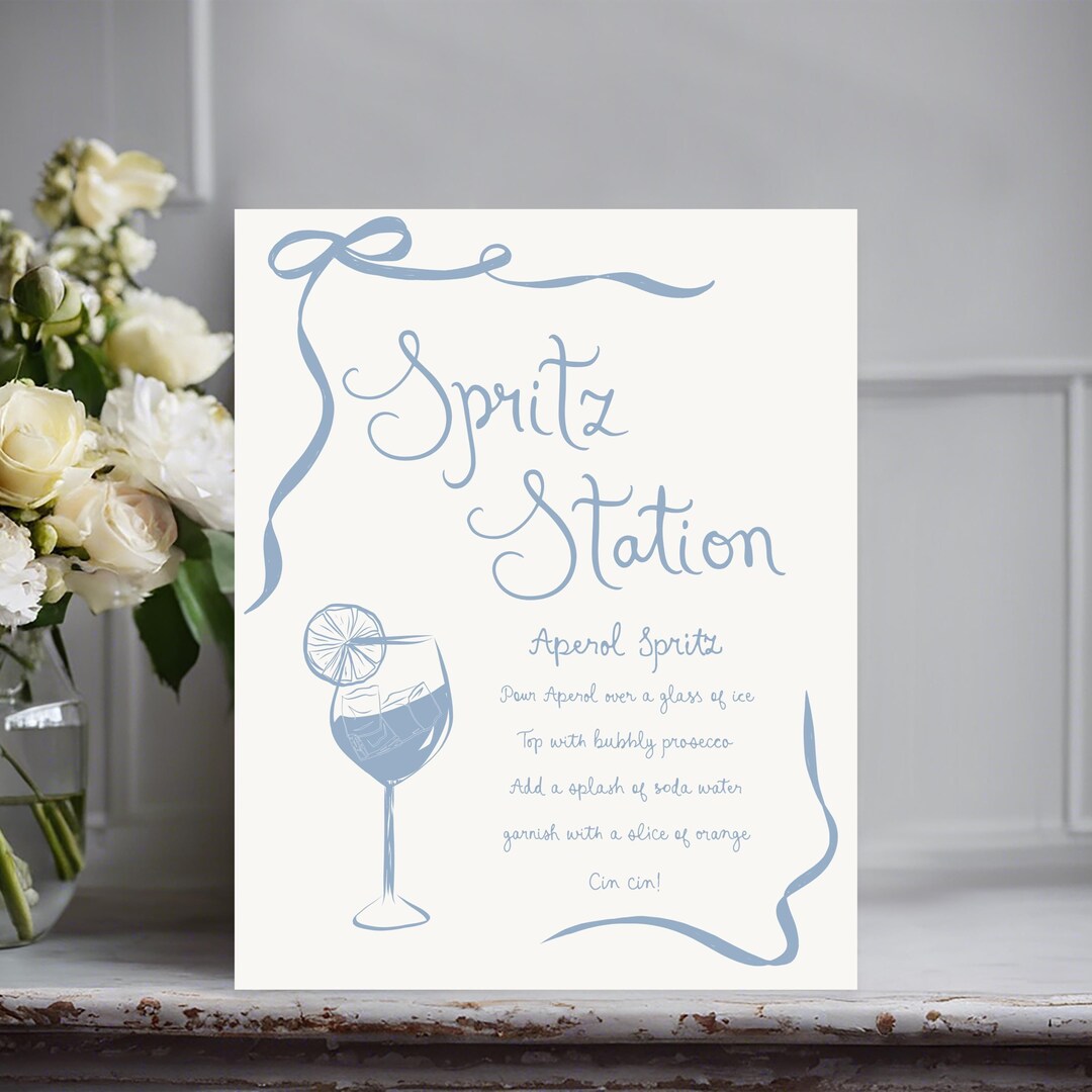 Aperol Spritz Bar Sign, Spritz Signature Drink Bar Menu Sign Template ...