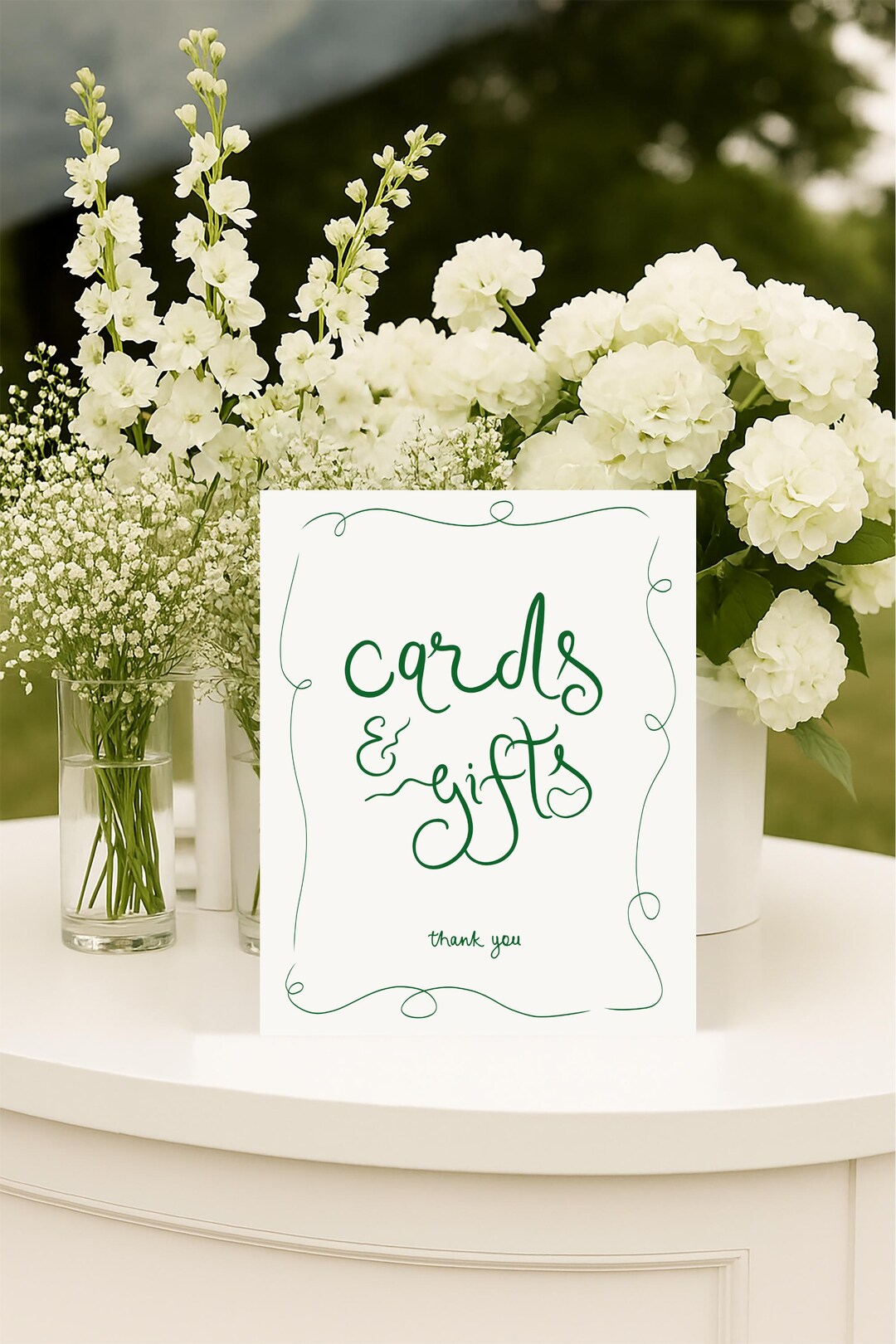 Green Whimsical Cards and Gifts Sign Printable, Scribble Whimsical Gift ...