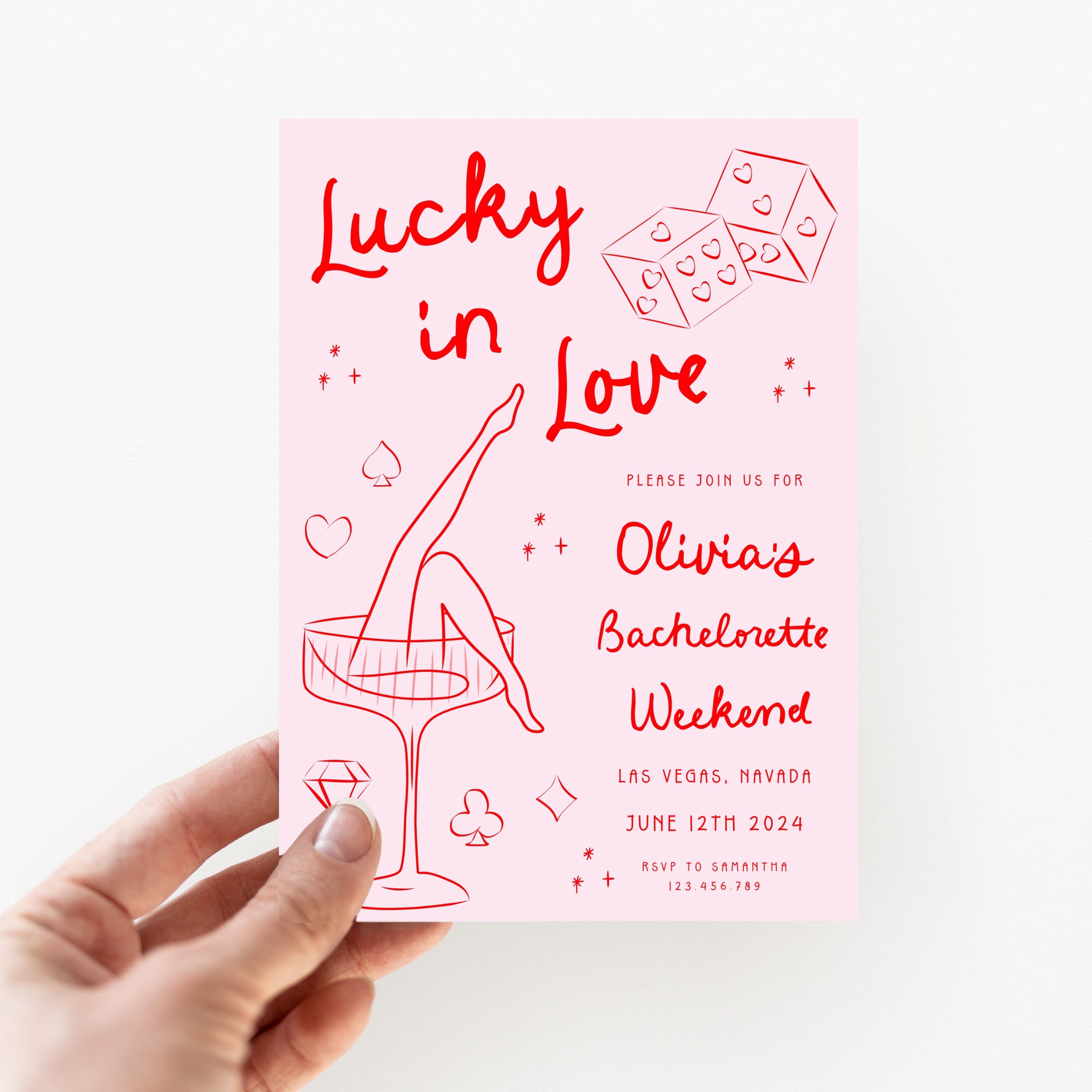 Lucky in Love Bachelorette Invitation and Itinerary, Bachelorette Party ...