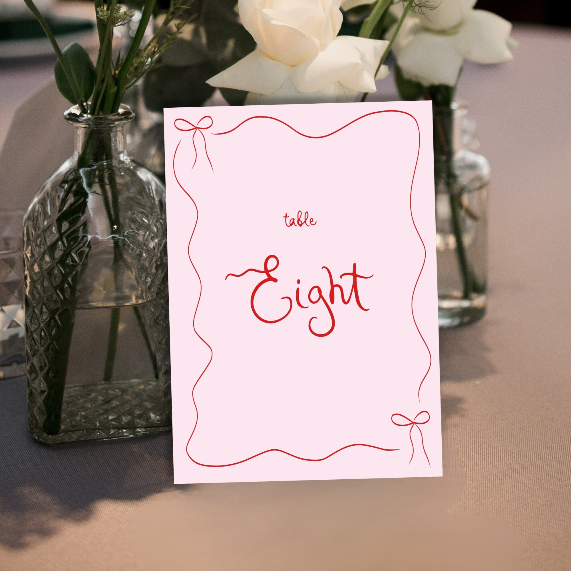 Pink Wedding Table Number Template, Editable Reception Table Card With ...