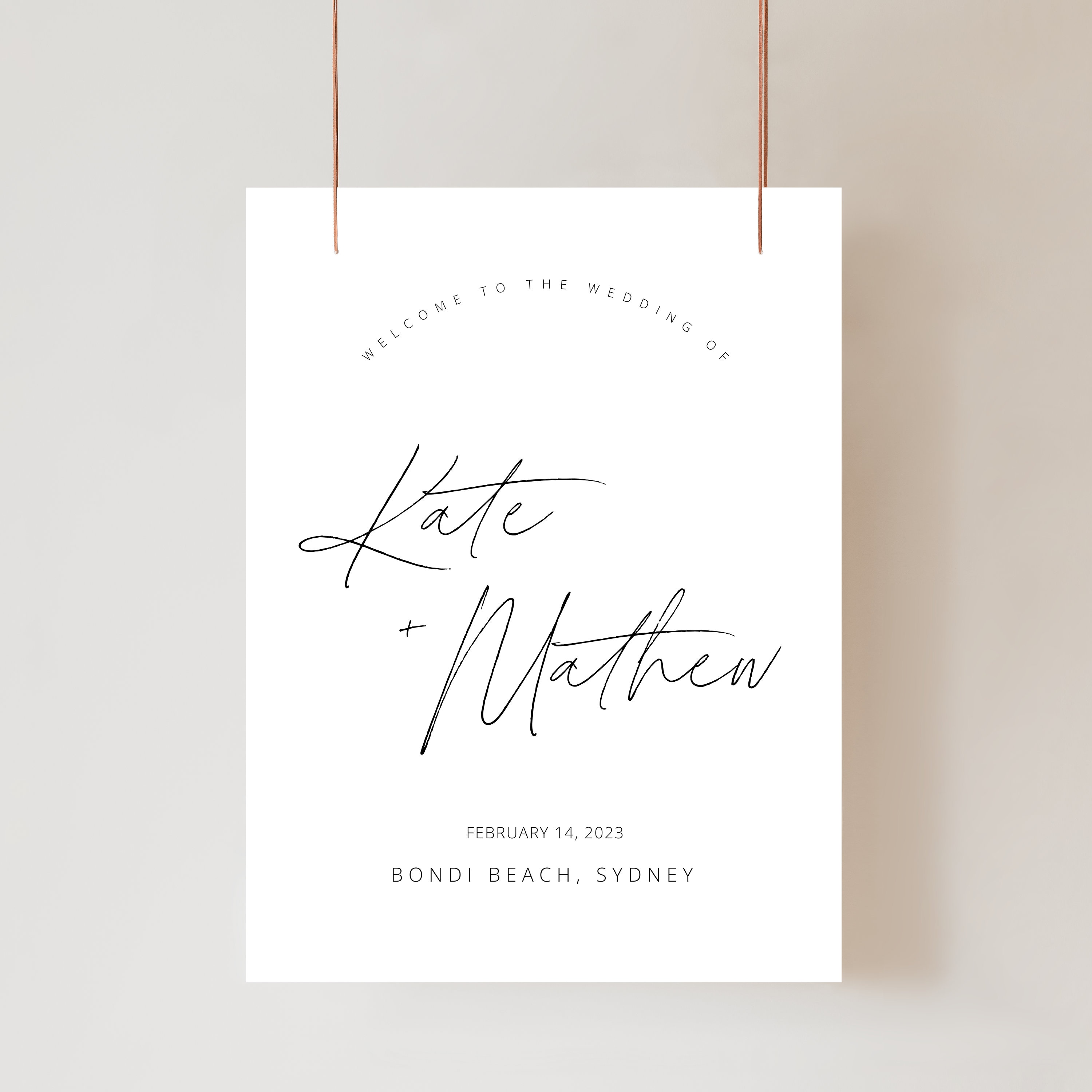Wedding Welcome Sign Template, Modern Calligraphy Sign, Editable ...