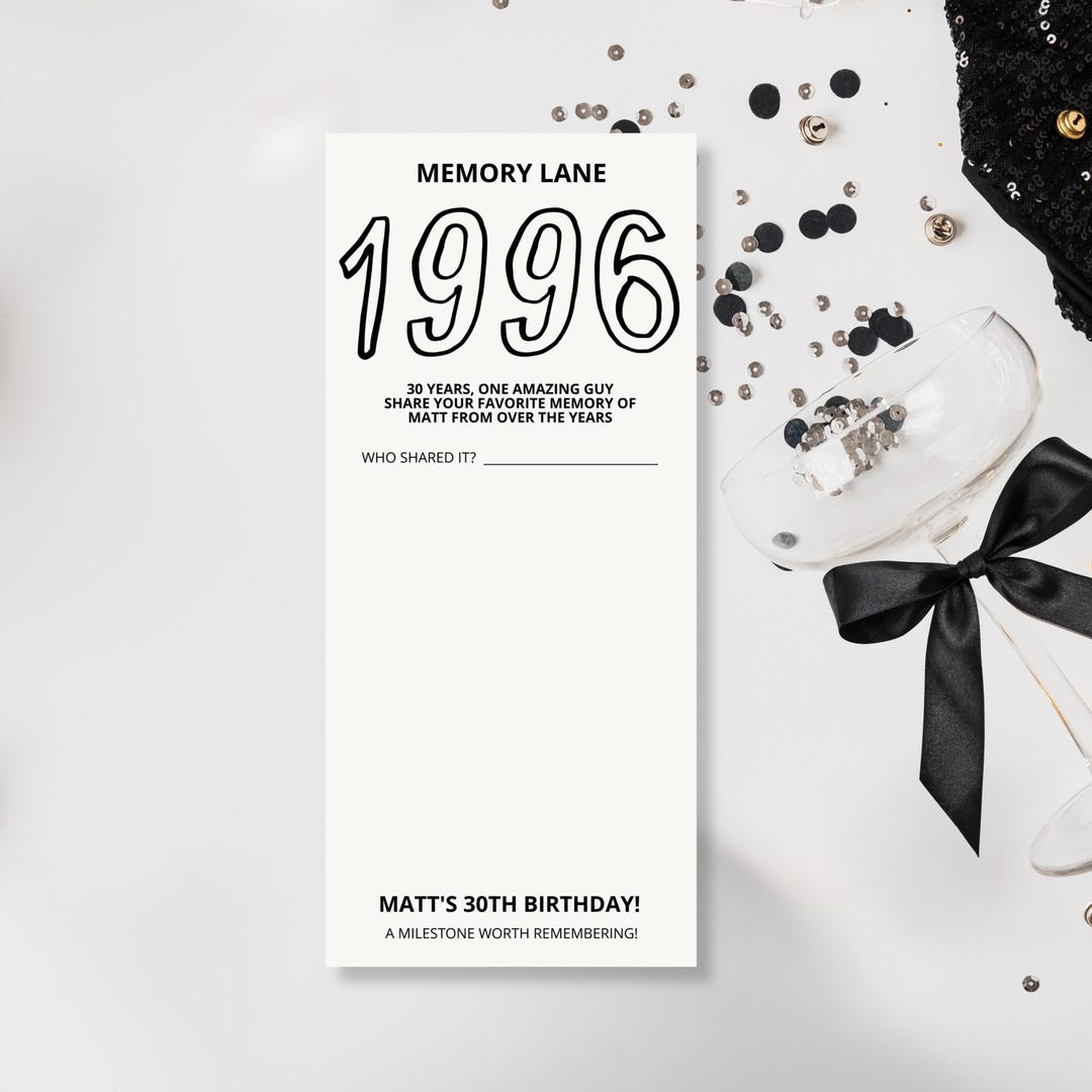 1996 Trivia Birthday Table Decor, Funny 30th Birthday Memory Lane ...