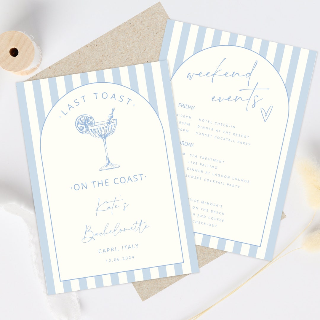Coastal Last Toast on the Coast, 30A Bachelorette Invitation and ...