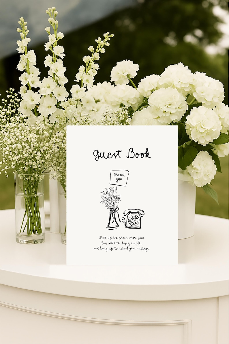 Guest Book Audio Sign Template, Wedding Guestbook Phone Sign, Editable ...