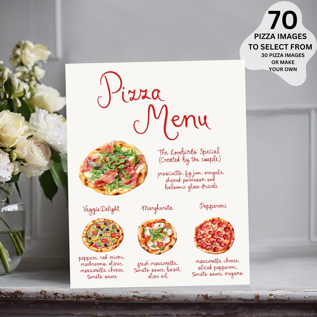 Pizza Bar Sign Template, Heart Pizza Bar Wedding Sign Template ...