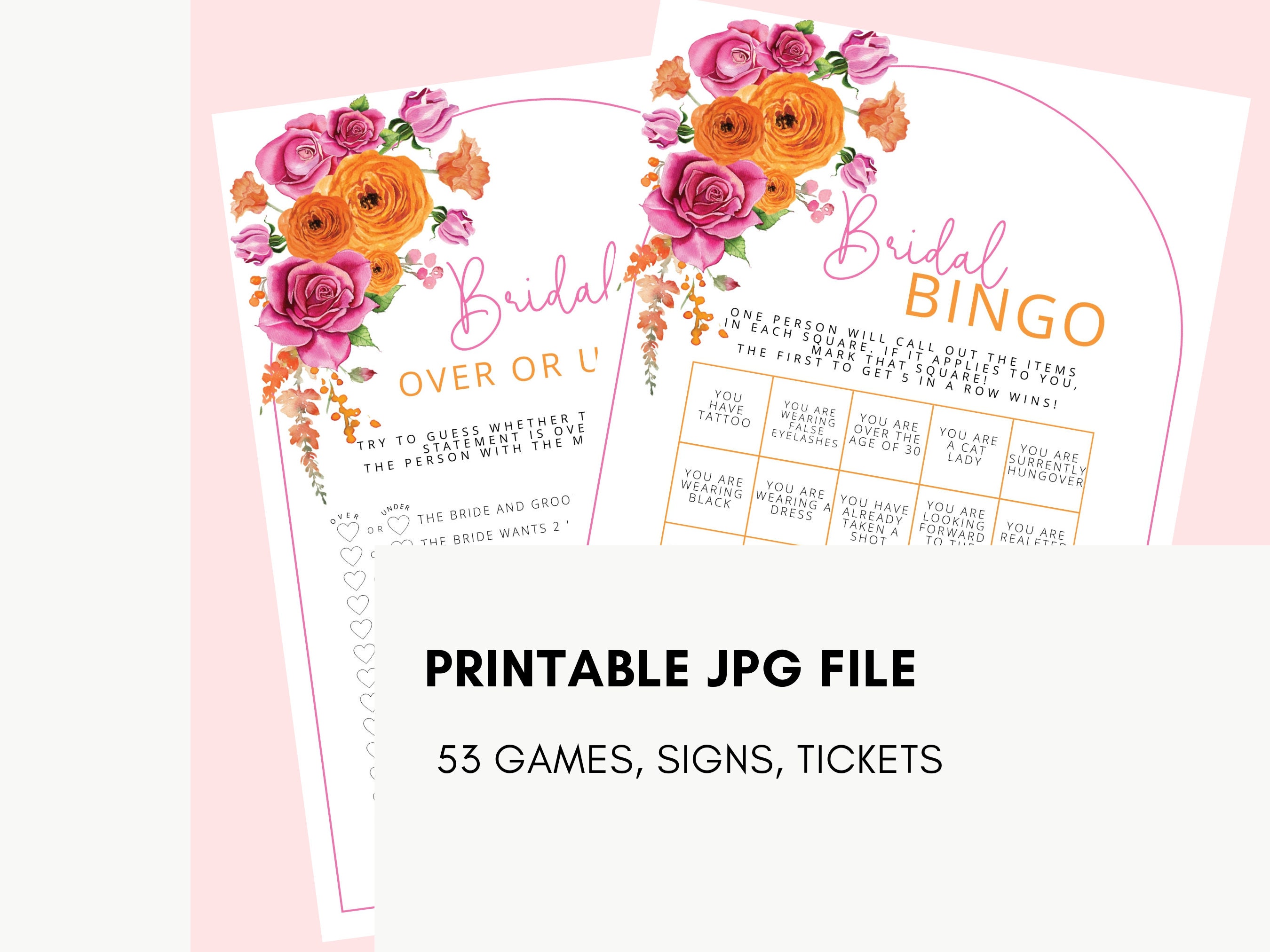 Pink Floral Bridal Shower Games, Orange Pink Floral Bridal Games ...