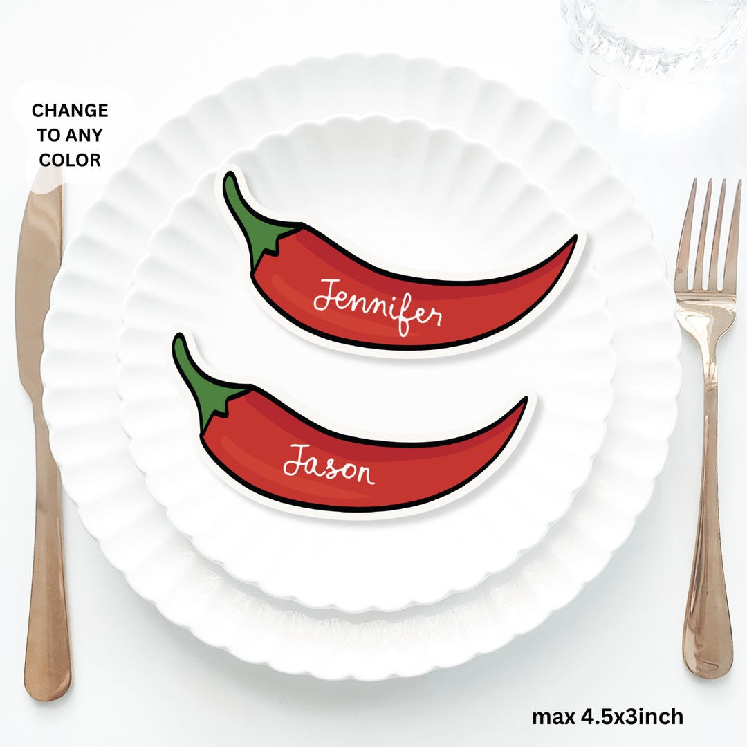 Mexican Chili Place Cards Template, Mexican Red Chili Place Card, Let's ...