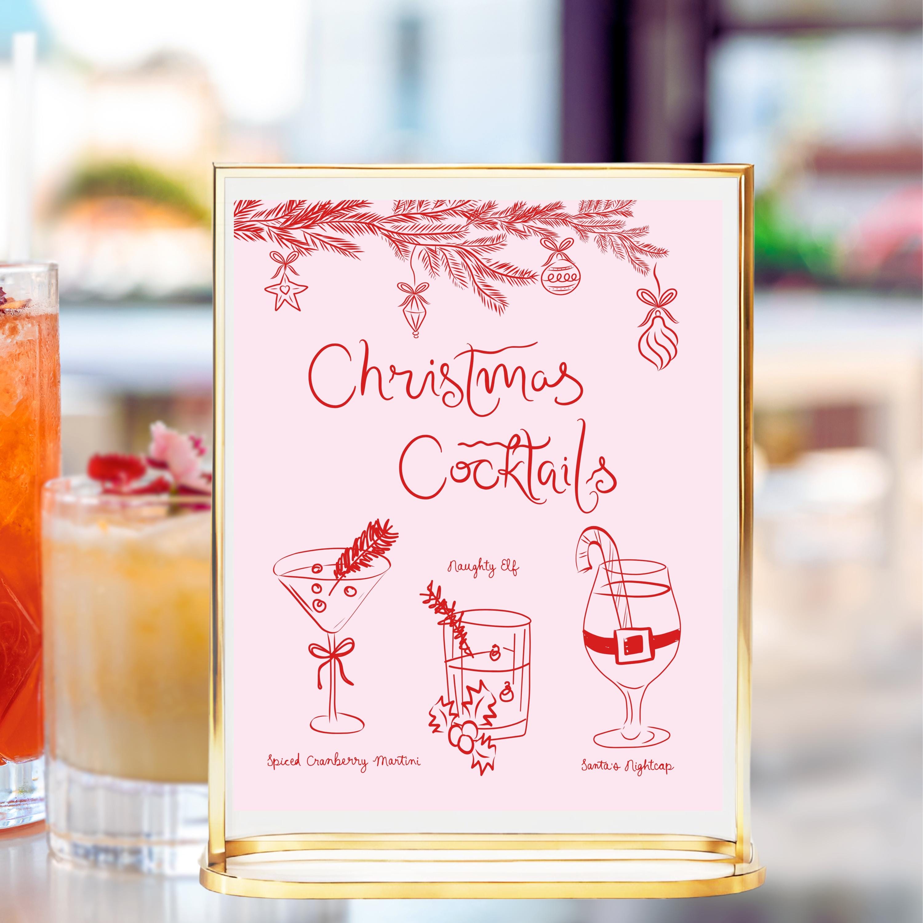 Christmas Drink Bar Menu Template Printable, Hand Drawn Art Illustrated ...