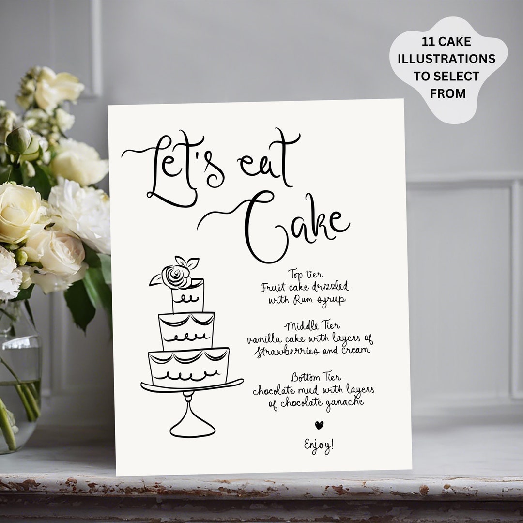 Cake Menu Sign Template, Whimsical Wedding Dessert Menu Sign, Wedding ...