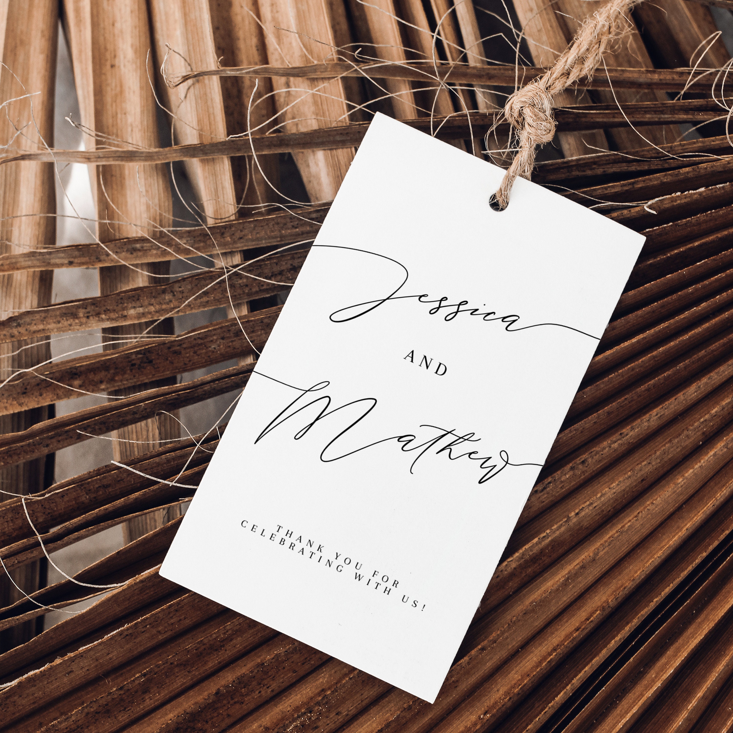 Minimal Thank You Gift Tag Template, Custom Black and White Wedding ...