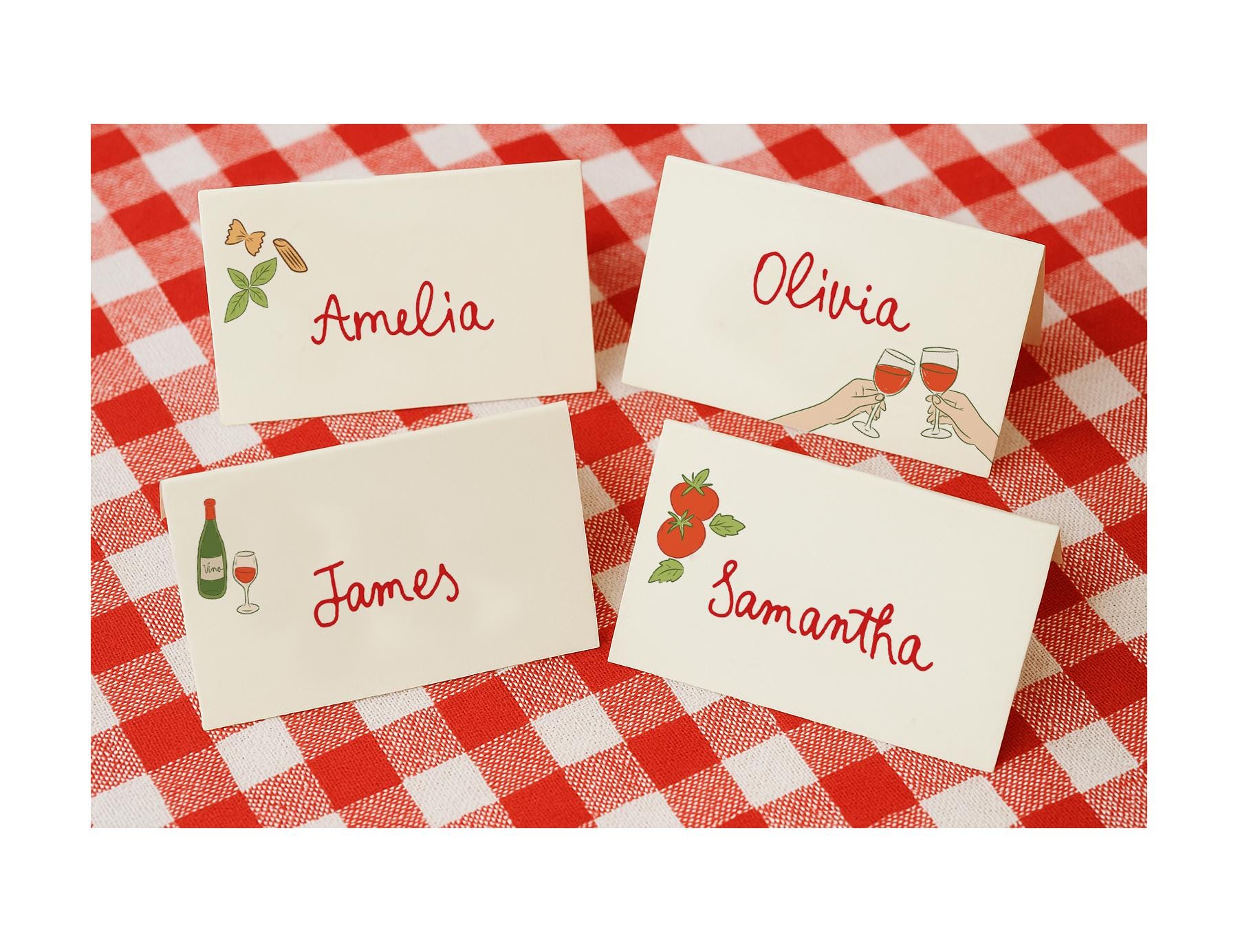 Italian Themed Place Cards Template, Whimsical Place Card, Red Place ...