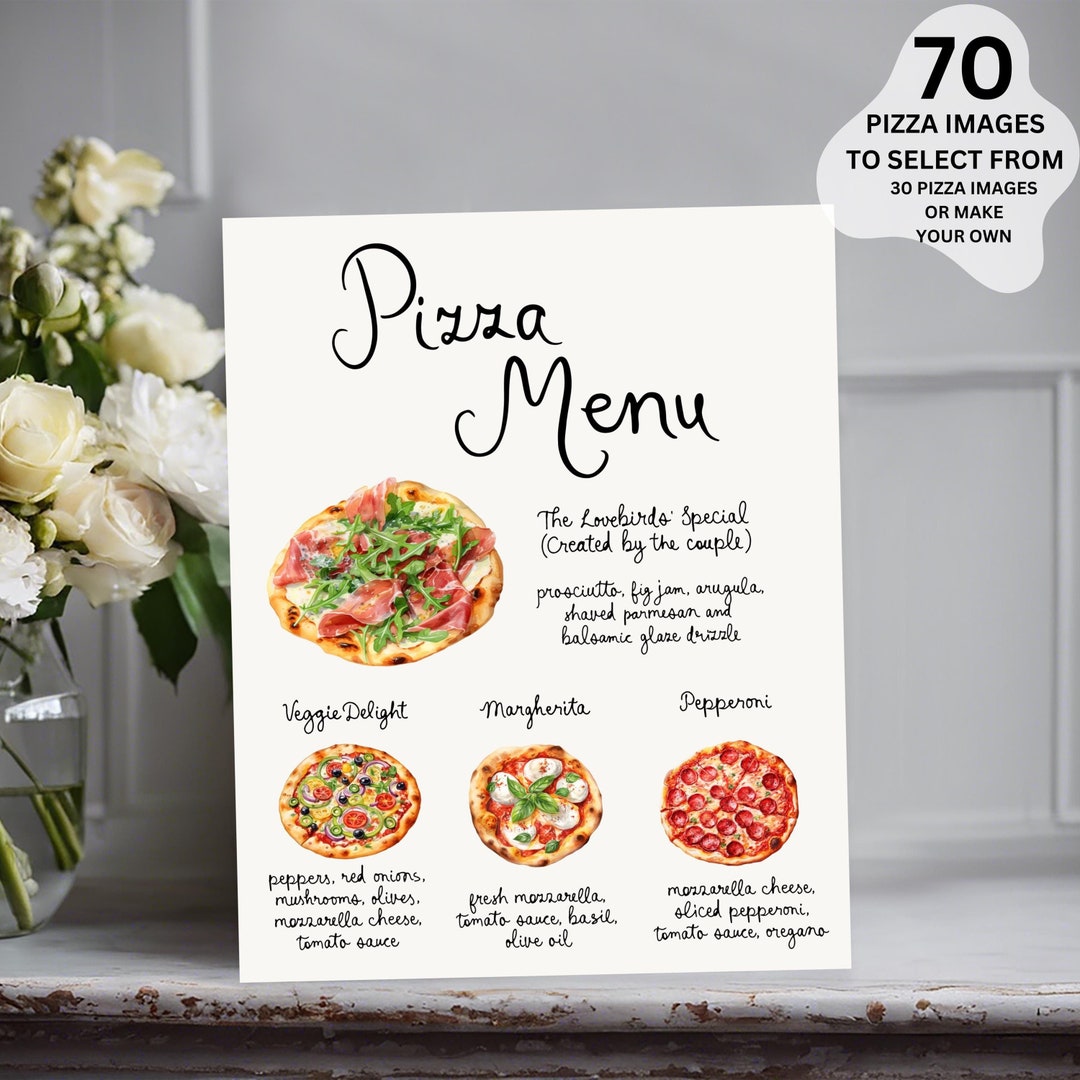 Pizza Bar Sign Template, Heart Pizza Bar Wedding Sign Template ...