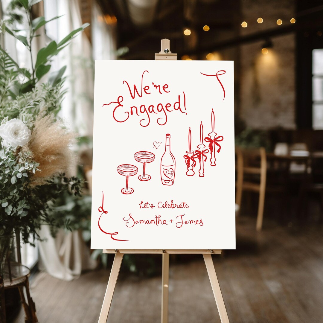 Hand Drawn Engagement Welcome Sign Template, Whimsical Engaged Sign ...