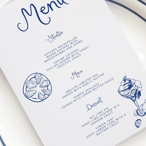 Seafood Menu Template, Editable Seafood Menu Card, Printable Seafood ...