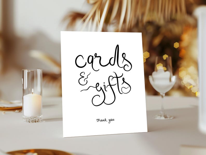 Whimsical Cards and Gifts Sign Printable, Bow Whimsical Gift Table Sign ...