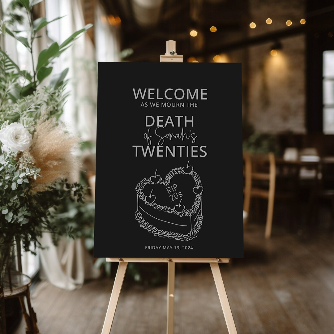 Death to My 20s Birthday Welcome Sign Template, Illustrated 30th ...