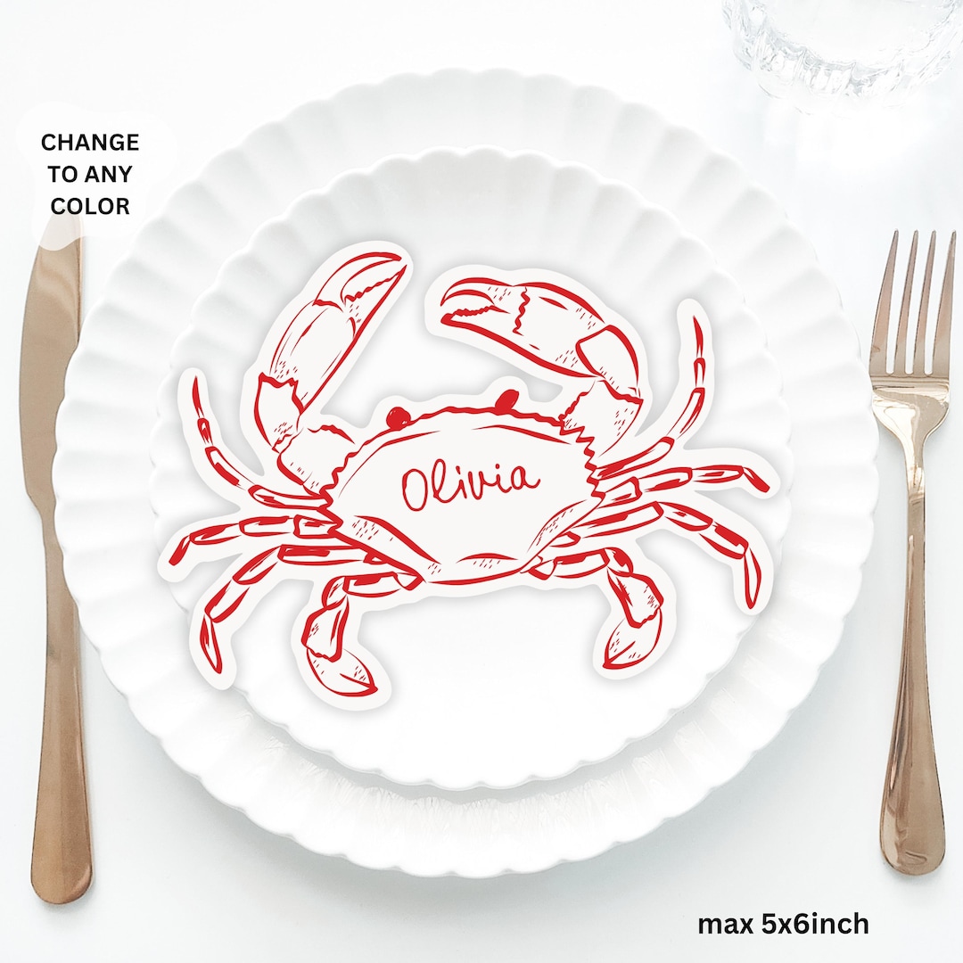 Crab Place Cards Template, Whimsical Place Card, Crab Placecard, Crab ...