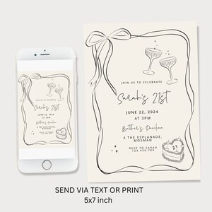 21st Birthday Invitation, Whimsical Twenty One Birthday Invite ...