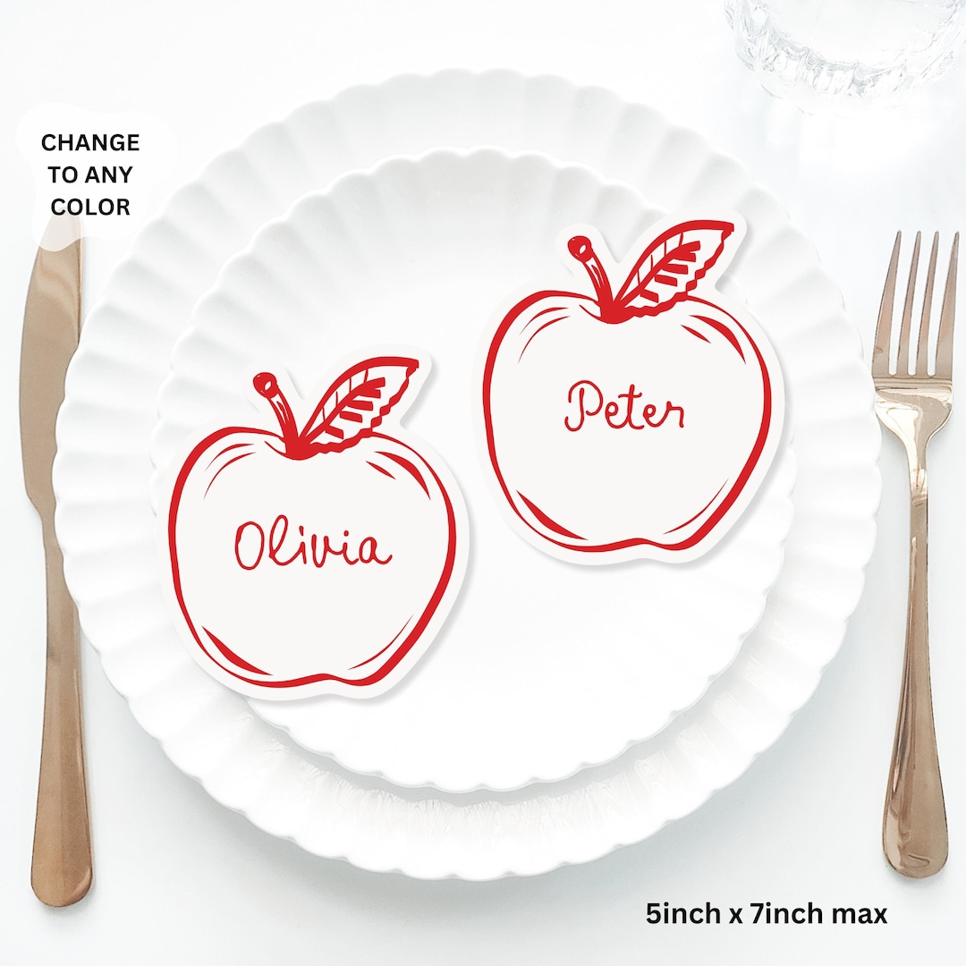 Red Apple Place Cards Template, Whimsical Placecard Apple Place Card ...