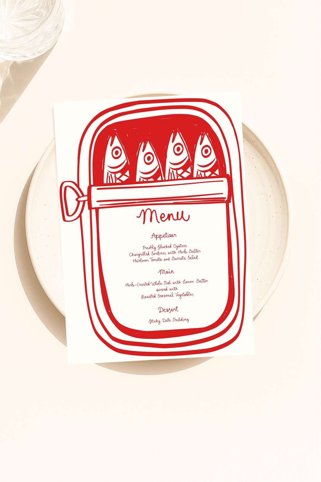 Sardine Italian Inspired Menu Template Printable, Packed With Love ...