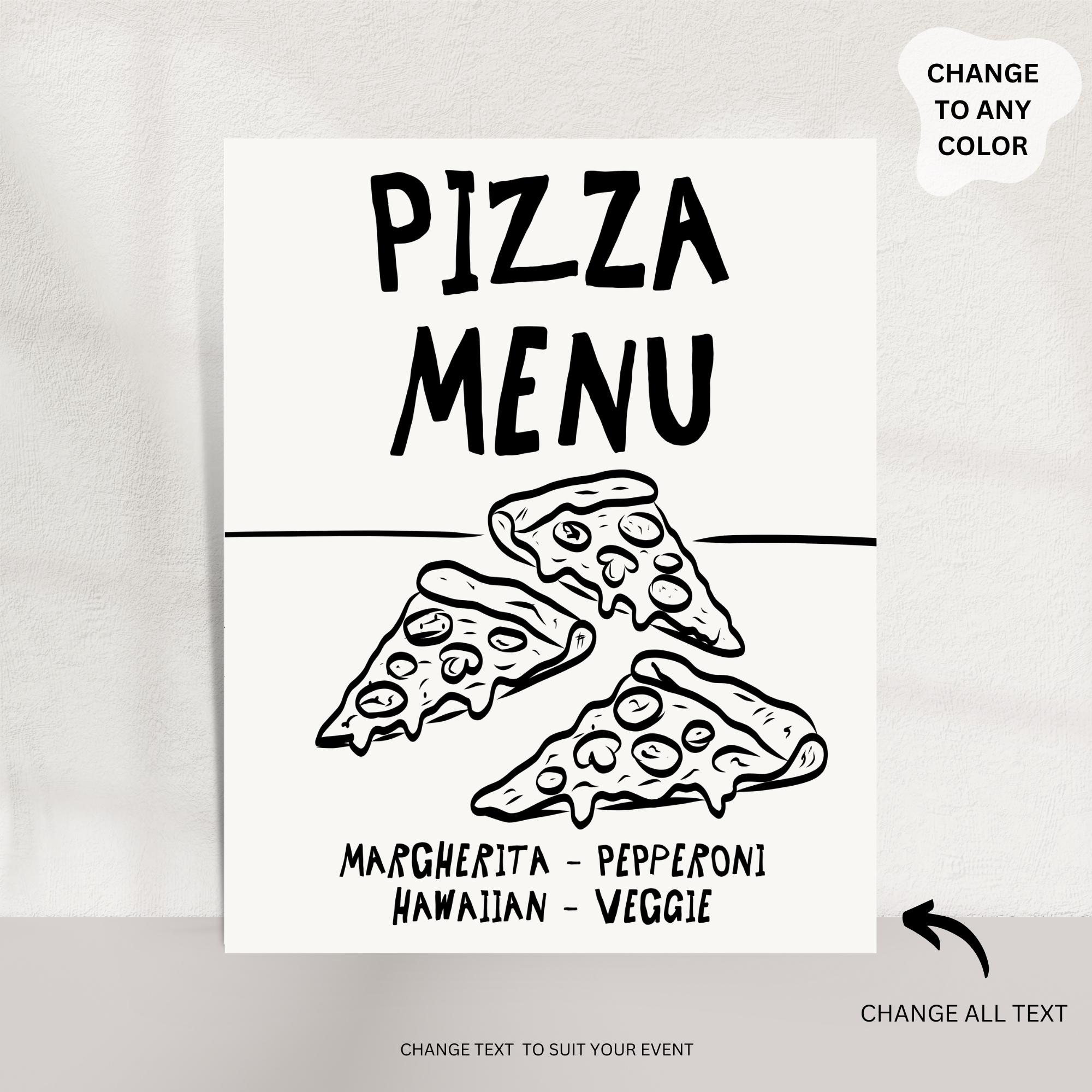 Pizza Menu Template Printable, Cheers to Love Bar Menu, Pizza Wedding ...