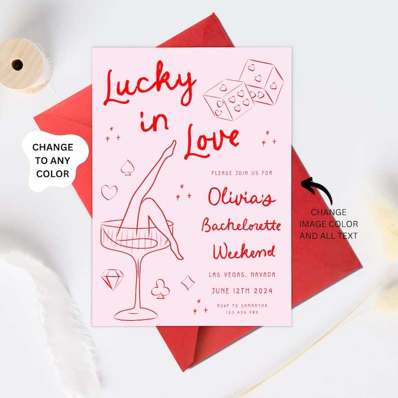 Lucky in Love Bachelorette Invitation and Itinerary, Bachelorette Party ...