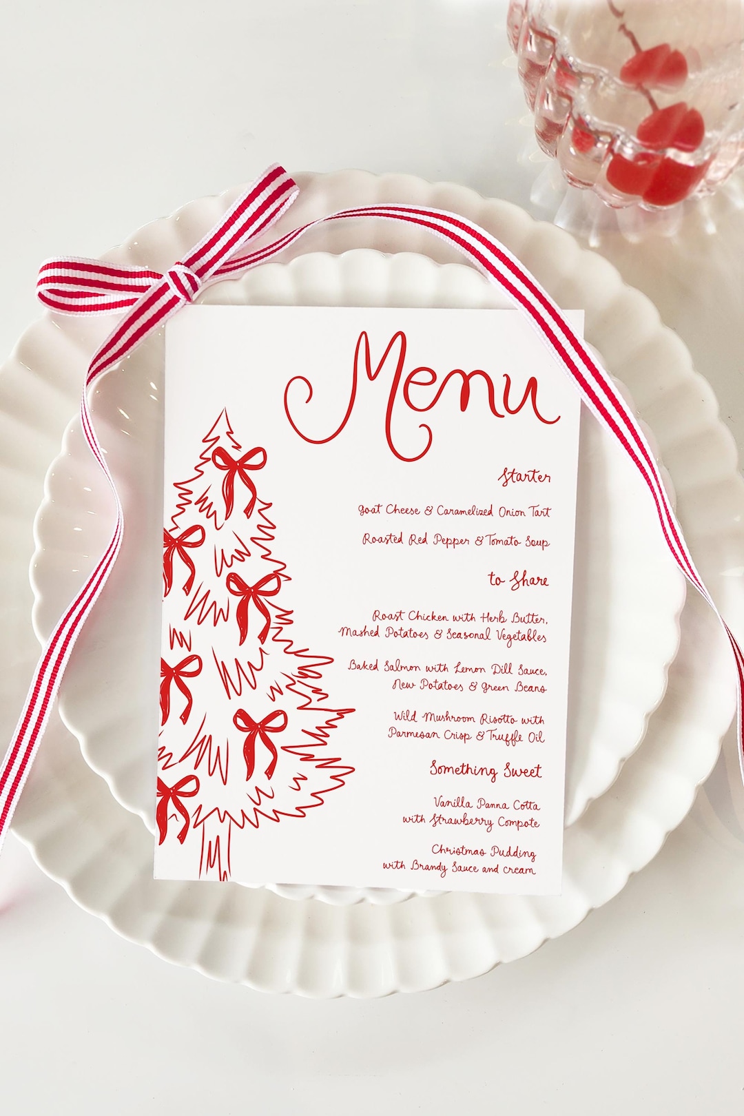 Christmas Menu Template Printable, Hand Drawn Line Art Christmas Food ...