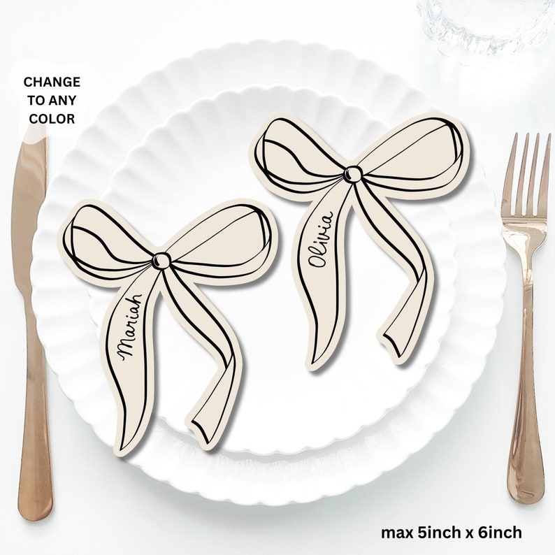 Bow Place Cards Template, Whimsical Placecard, Bow Place Card, Bow ...