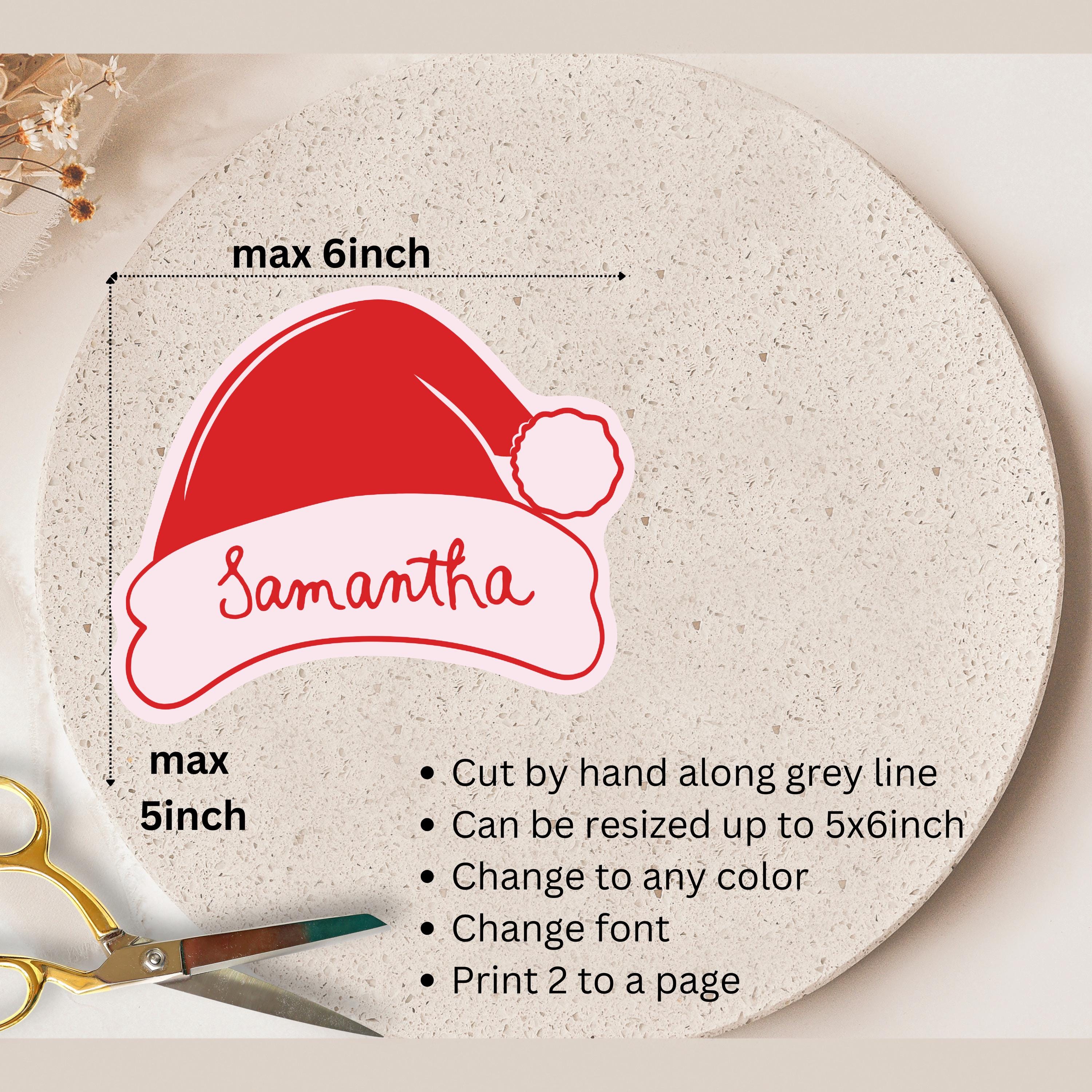 Christmas Santa Hat Pink Place Cards Template, Christmas Whimsical ...