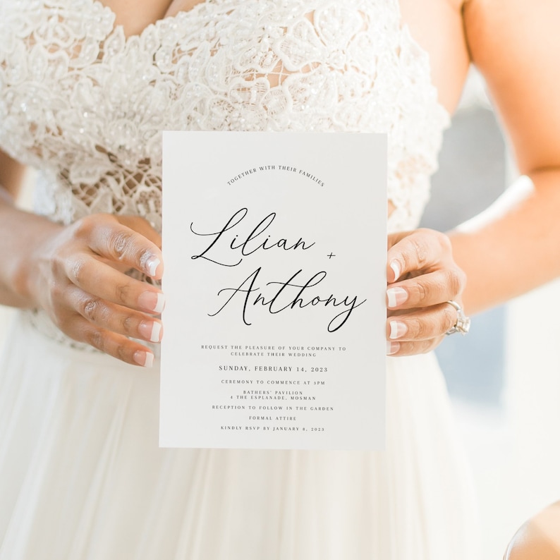 Arch Wedding Invitation Template, Invitation With Arch Curved, Modern ...