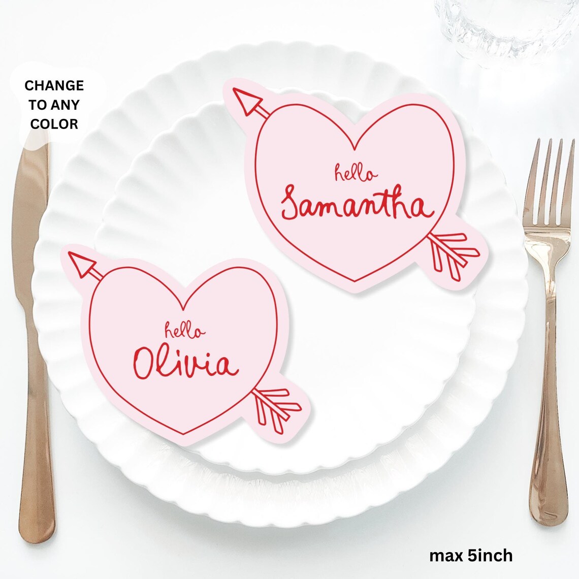 Pink Heart Place Cards Template, Whimsical Placecard, Heart Place Card ...