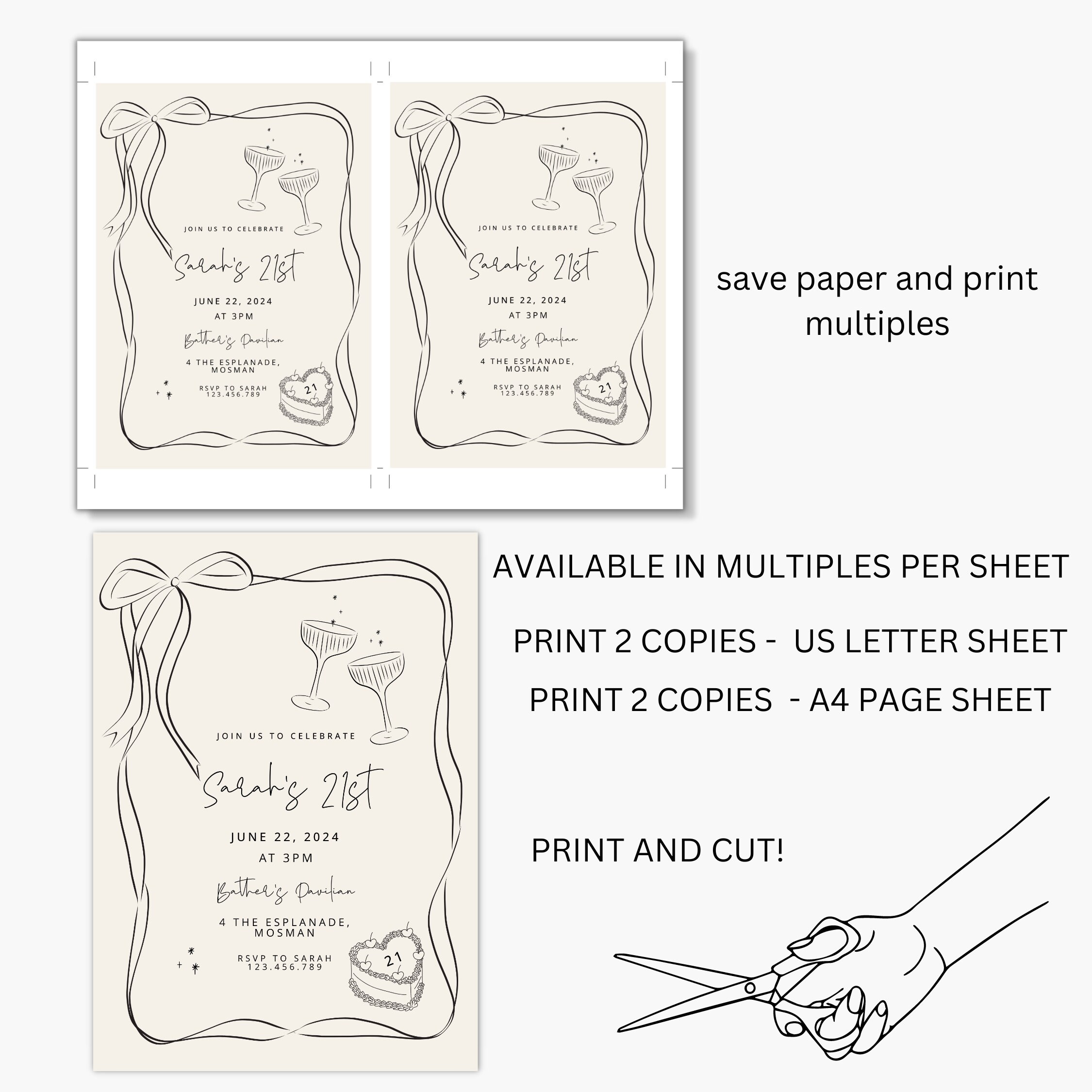 21st Birthday Invitation, Whimsical Twenty One Birthday Invite ...