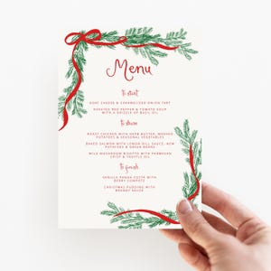 Christmas Menu Template Printable, Hand Drawn Line Art Christmas Food ...