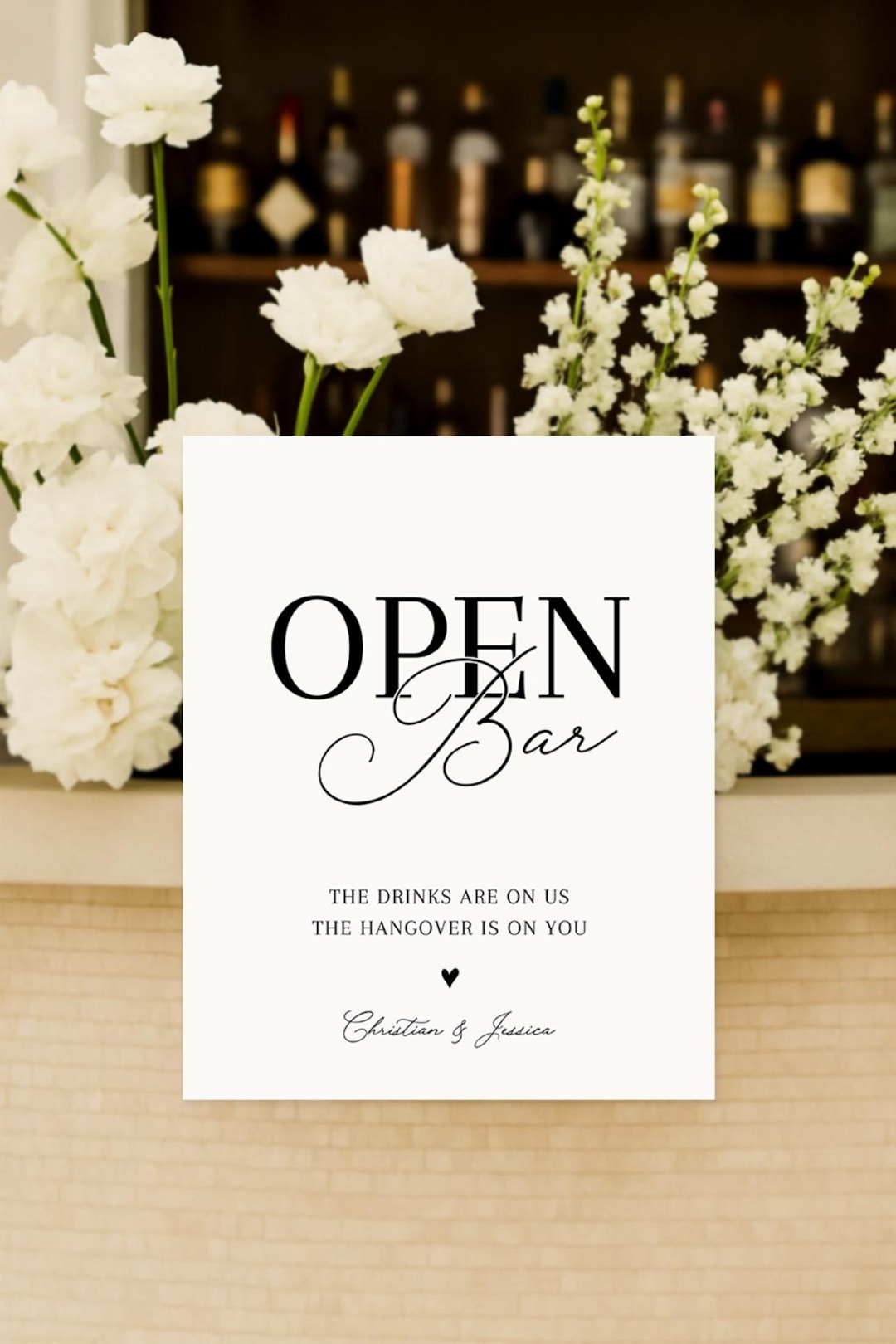 Open Bar Sign, the Drinks Are on Us Sign Drinks Menu Template Printable ...