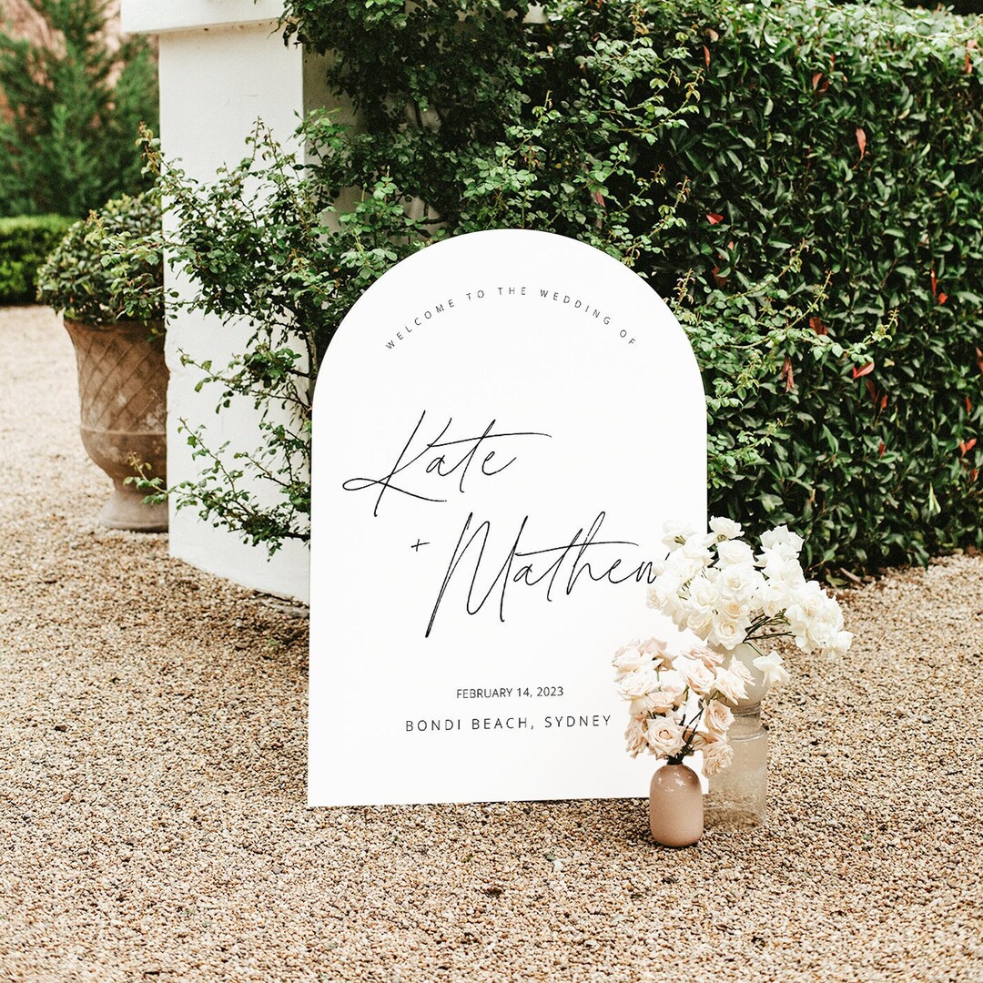 Wedding Welcome Sign Template, Modern Calligraphy Sign, Editable ...
