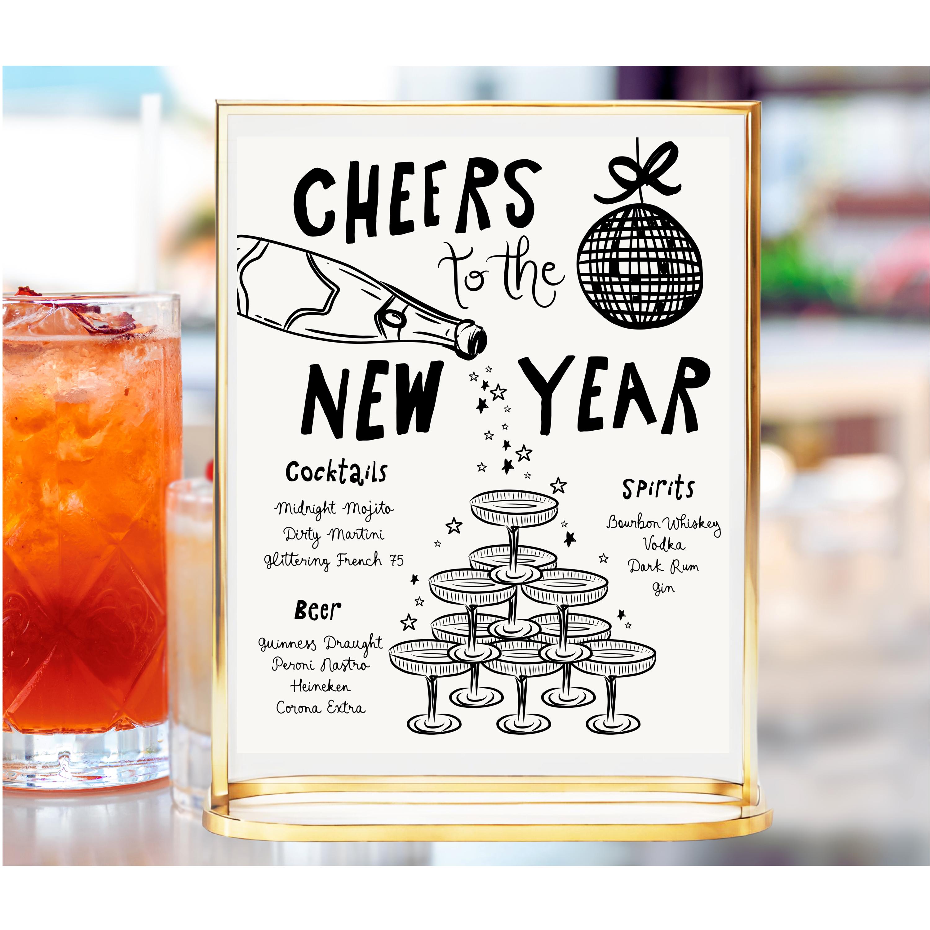 New Years Eve Drinks Menu Template, Editable New Year’s Eve Girls Night ...
