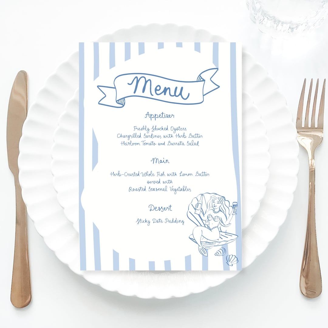 Seashells and Wedding Bells Menu Template Printable, Last Toast on the ...