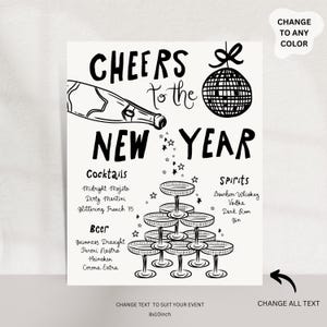 New Years Eve Drinks Menu Template, Editable New Year’s Eve Girls Night ...