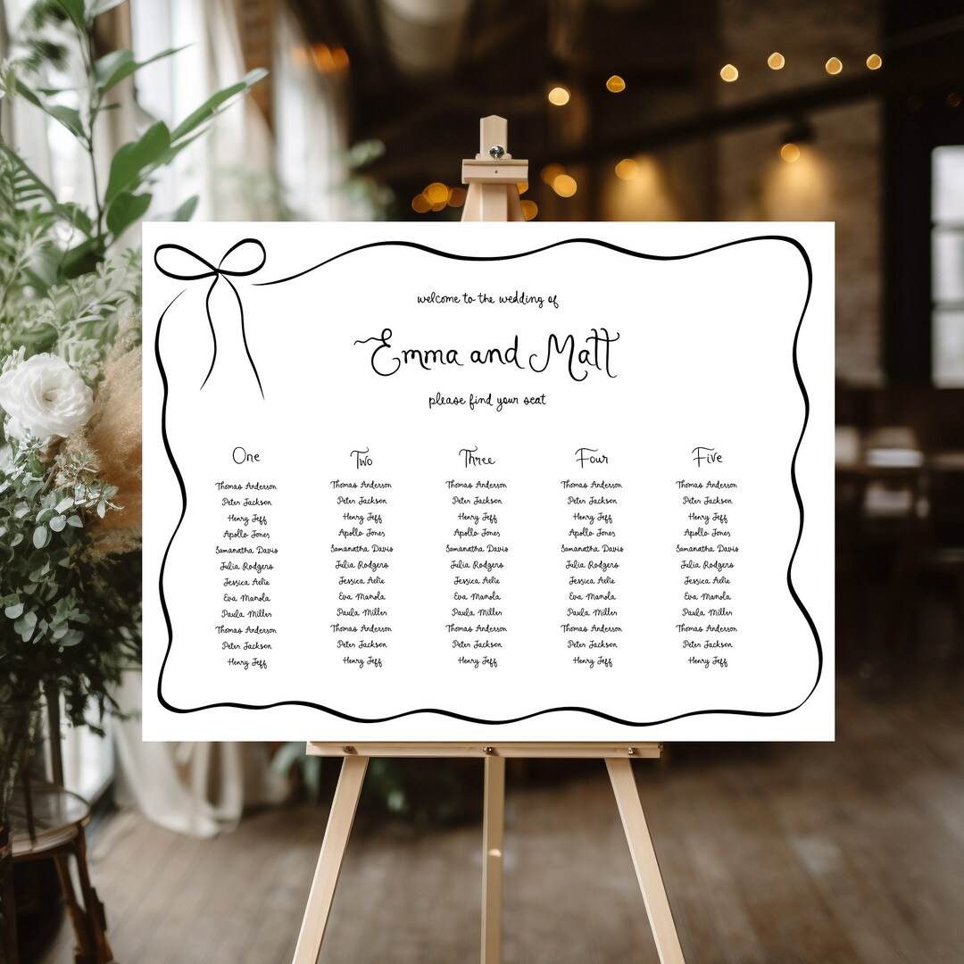 Whimsical Wedding Seating Plan Template, Hand Drawn Seating Chart ...