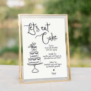 Cake Menu Sign Template, Whimsical Wedding Dessert Menu Sign, Wedding ...