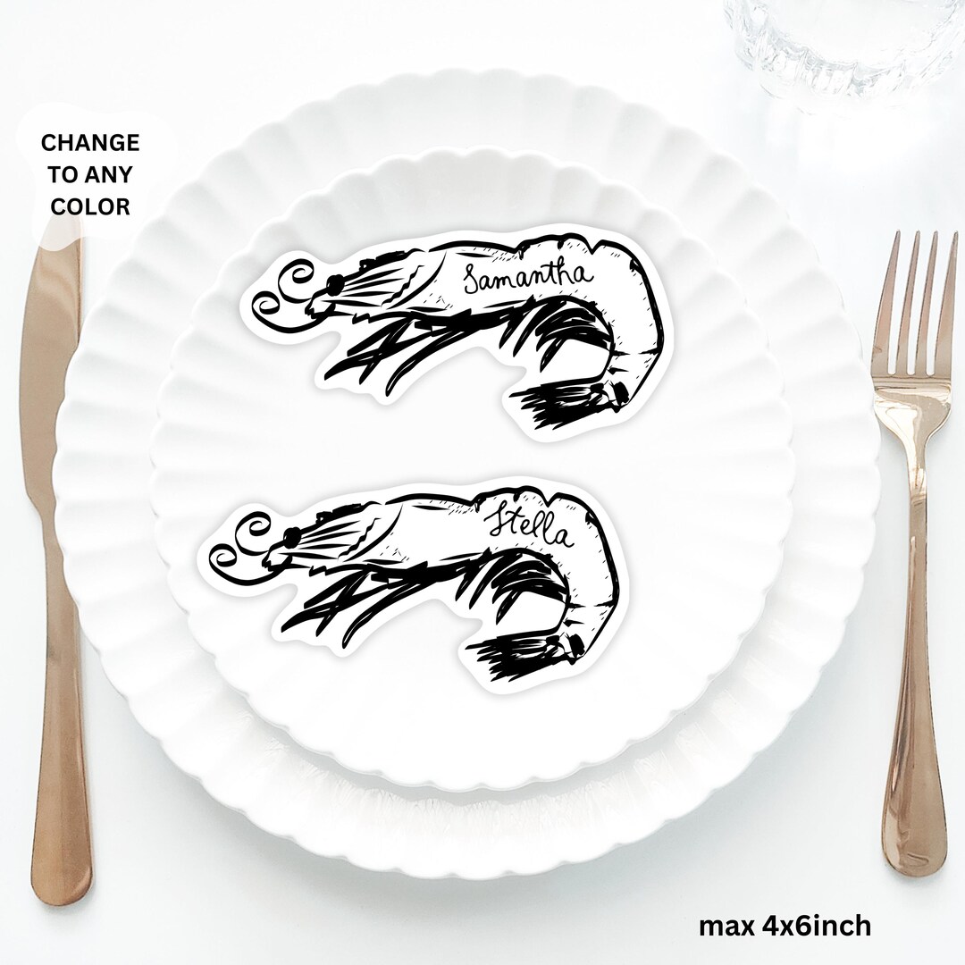 Prawn Place Cards Template, Whimsical Place Card, Prawn Placecard ...