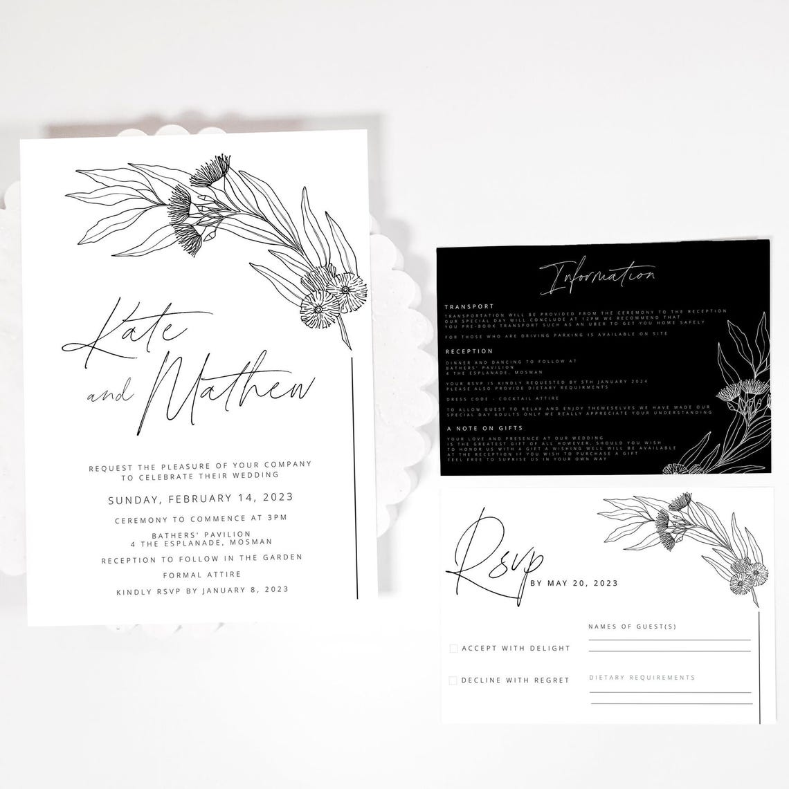 Australian Natives Wedding Invitation Suite Editable Template ...
