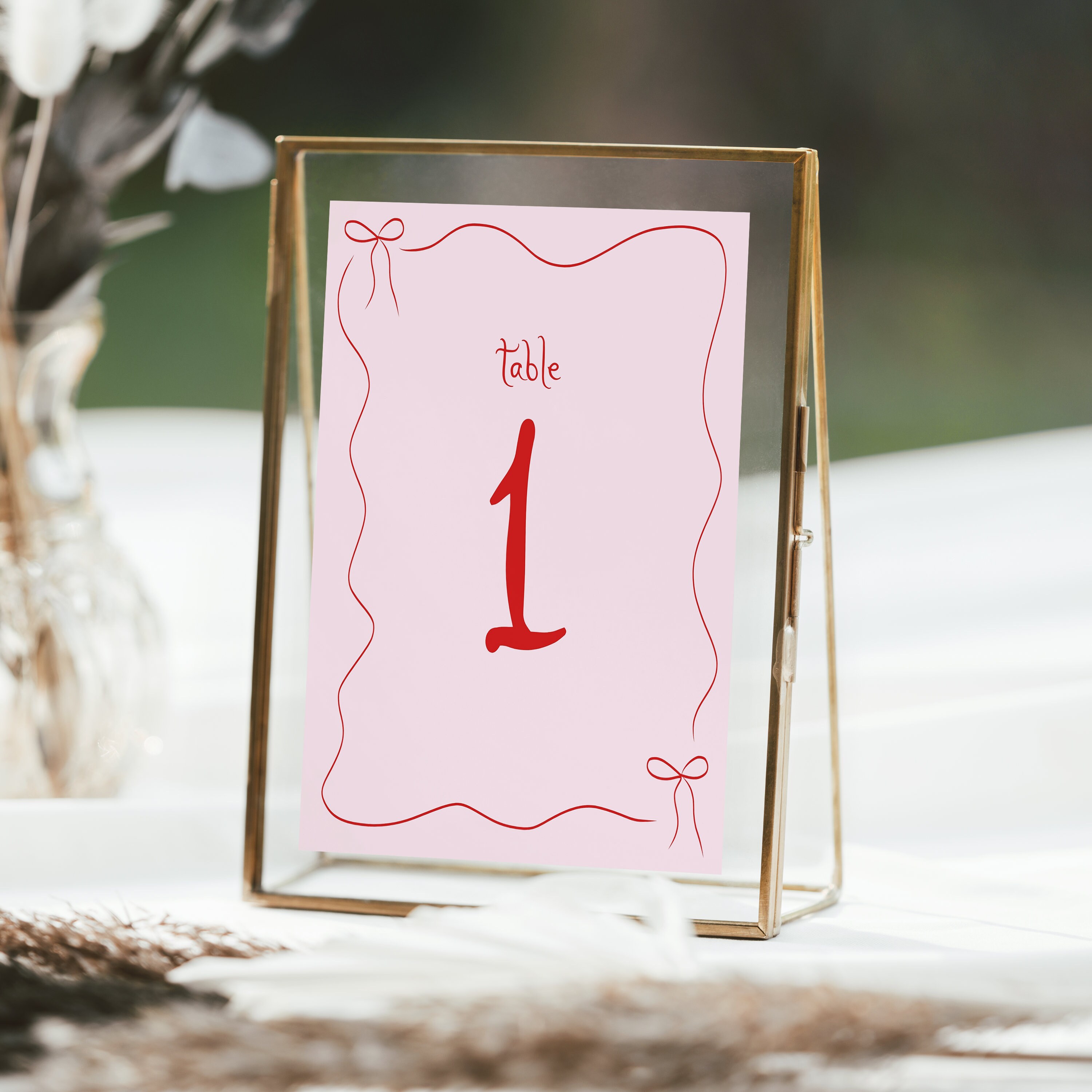 Hand Drawn Table Number Template, Printable Red Table Numbers, Pink ...