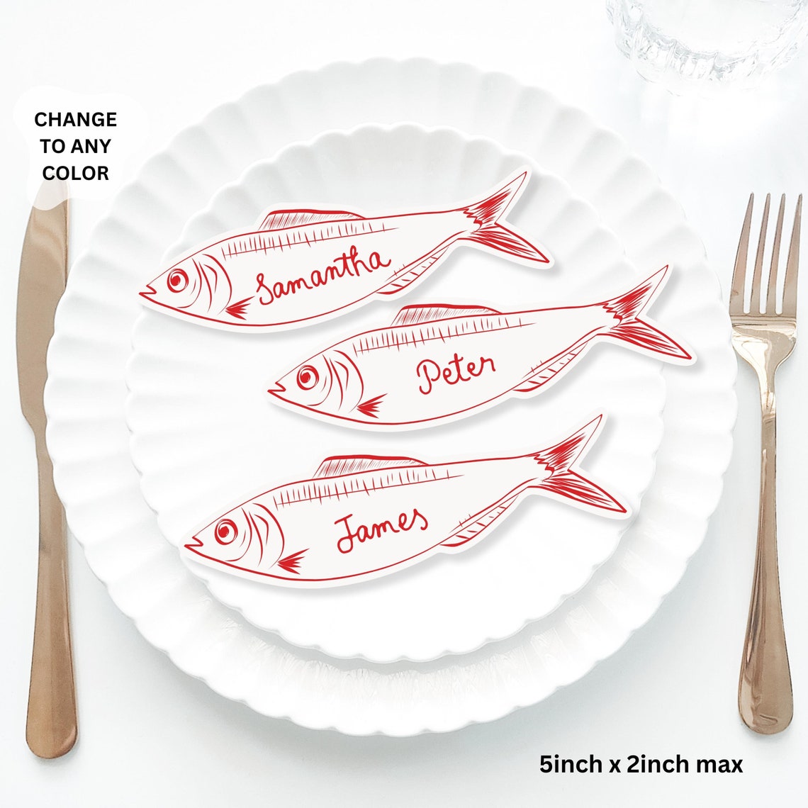 Italian Party Sardine Place Cards Template, Sardine Fish Place Card ...