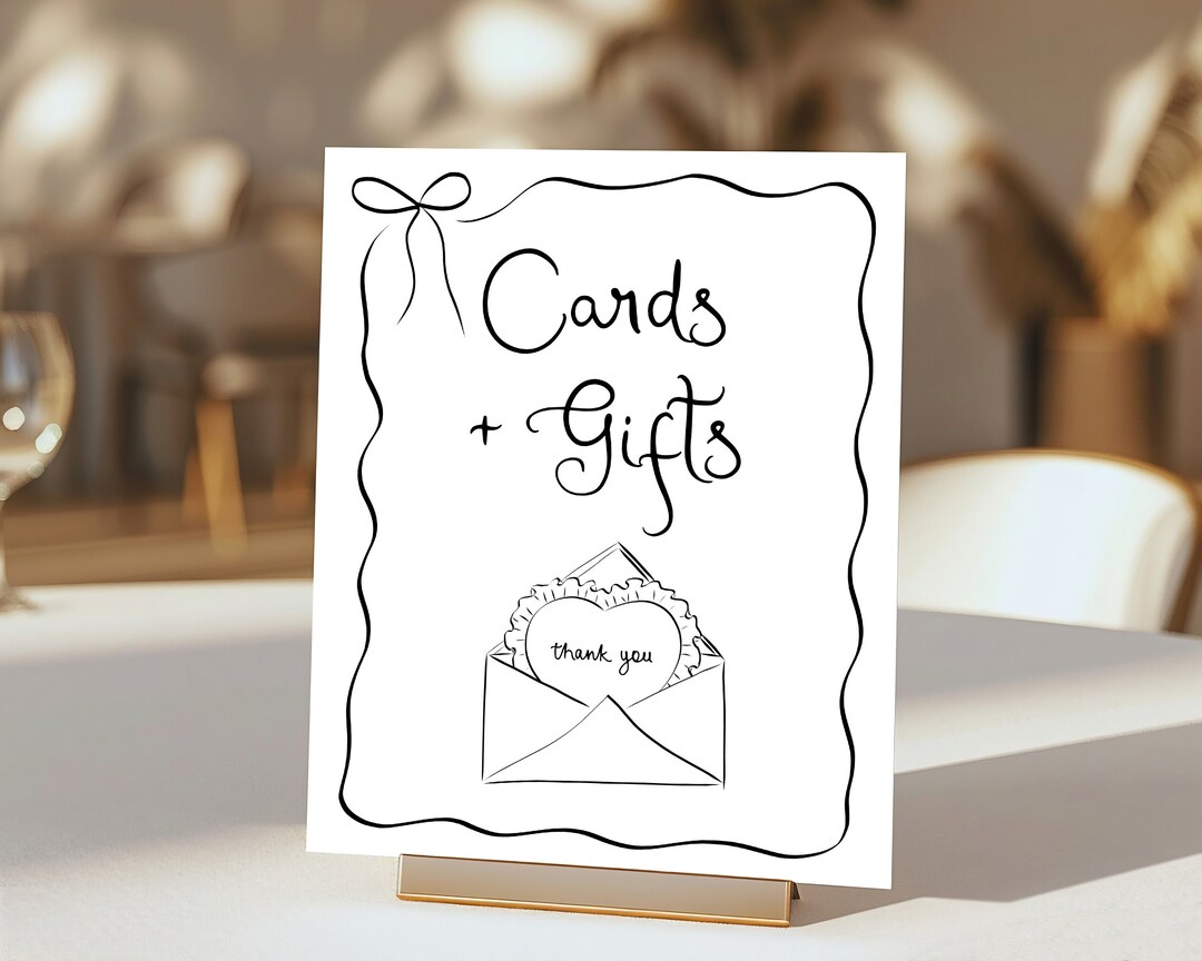 Whimsical Cards and Gifts Sign Printable, Bow Whimsical Gift Table Sign ...
