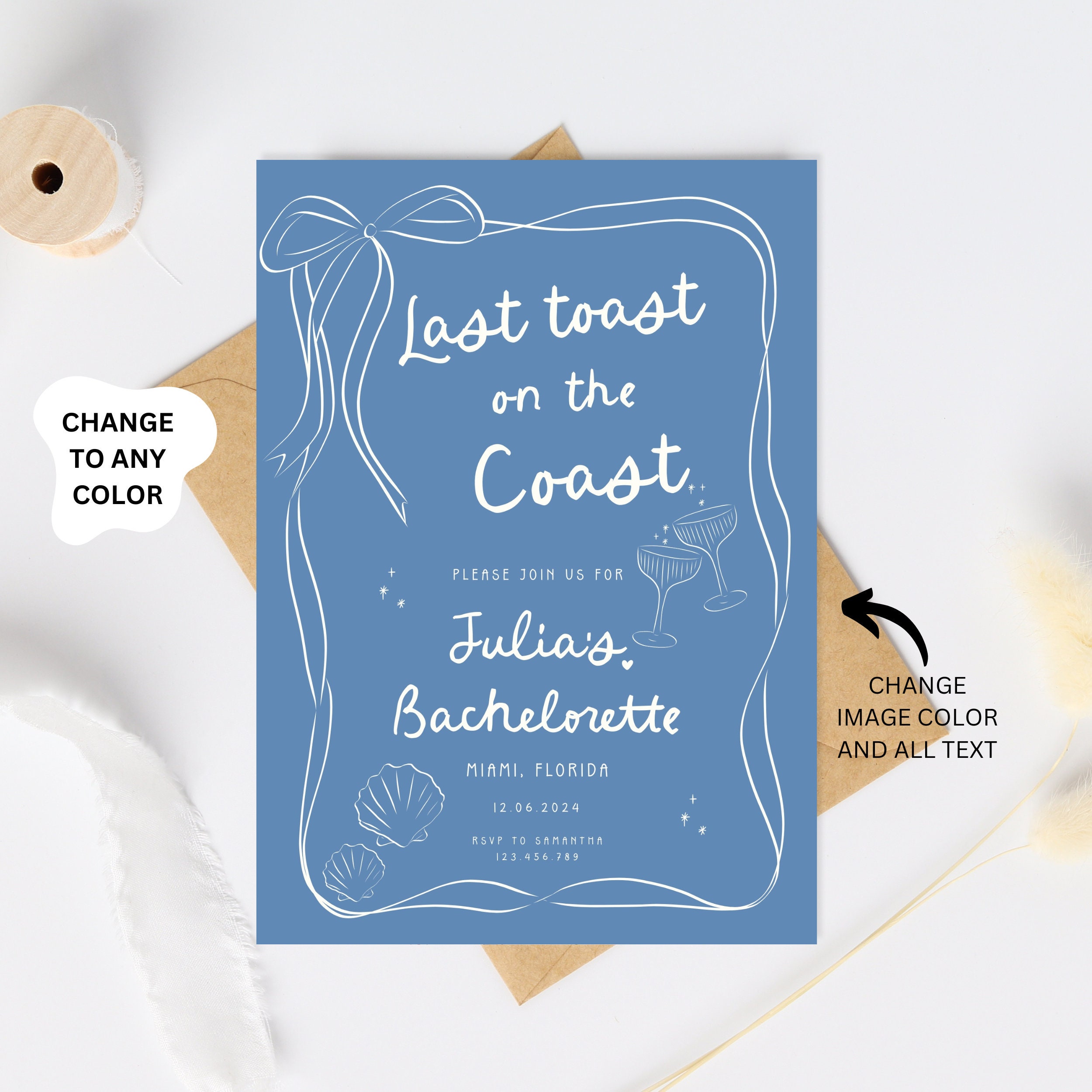 Coastal Last Toast on the Coast, 30A Bachelorette Invitation and ...